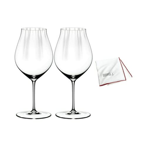 Riedel Performance Pinot Noir Wine Glass (2-Pack) with Large Microfiber Polishing Cloth Bundle (2 Items)