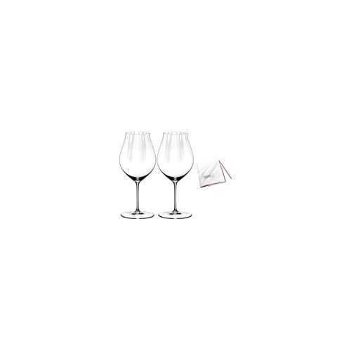 Riedel Performance Pinot Noir Wine Glass (2-Pack) with Large Microfiber Polishing Cloth Bundle (2 Items)