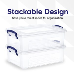 Superio 4 Qt Clear Plastic Storage Bins with Lids and Latches, Organizing Containers, Stackable Plastic Tote for Household, Garage, School, and Office, Small