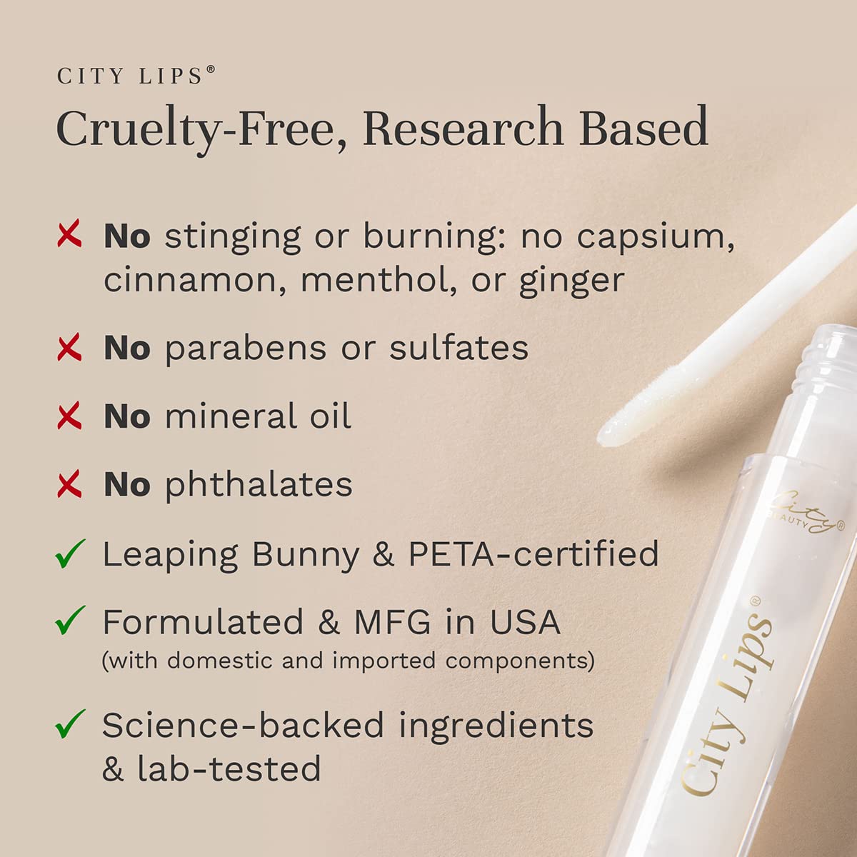 City Beauty City Lips Clear - Plumping Lip Gloss - Hydrate & Volumize - High Shine - Hyaluronic Acid & Peptides Visibly Smooth Lip Wrinkles - Cruelty-Free