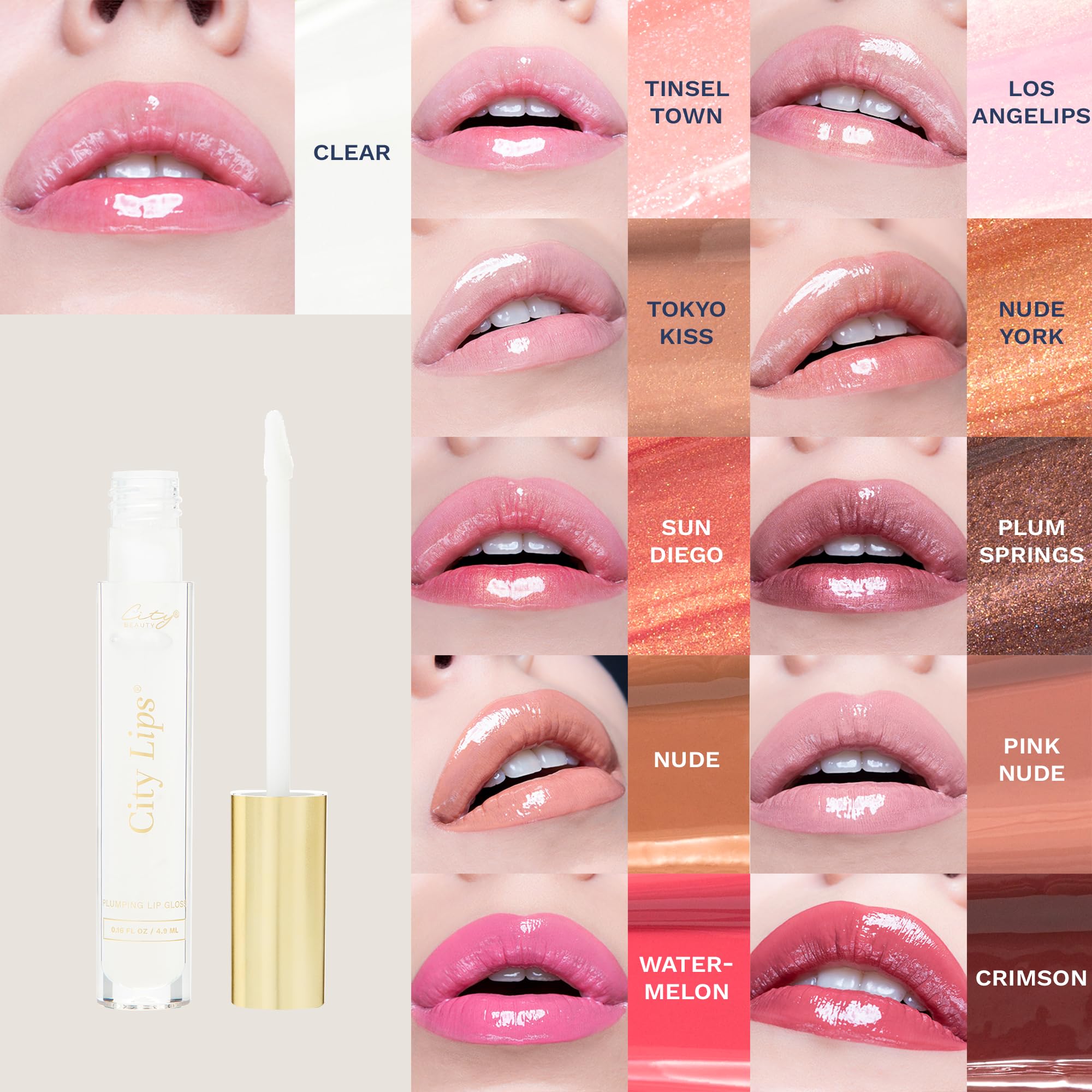 City Beauty City Lips Clear - Plumping Lip Gloss - Hydrate & Volumize - High Shine - Hyaluronic Acid & Peptides Visibly Smooth Lip Wrinkles - Cruelty-Free