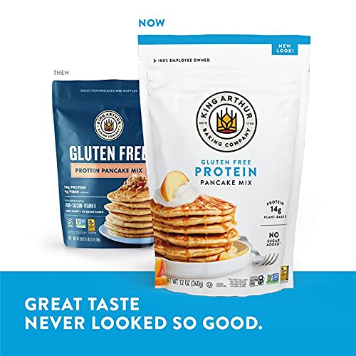 King Arthur Flour Gluten Free Protein Pancake Mix, Non-GMO Project Verified, No Sugar Added, Non-Dairy, 12 Oz