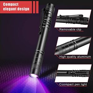 Honoson 4 Pieces UV Black Light Flashlight Small Blacklight Flashlights Pen Lights for Leak, Pet Urine, Hotel Inspection, Dry Stain and Dye Detector, 5.2 Inches Long