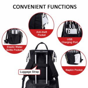 LOVEVOOK Laptop Backpack for Women Work Laptop Bag Stylish Teacher Backpack Business Computer Bags Large Capacity College Laptop Rucksack, Stripe Black 02