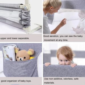 SINGYOO Bed Rails for Toddlers- New Upgraded Extra Long Bed Guardrail Full Size Baby Bedrail for Children Fit for Twin Queen & King Size Bed Mattress one Piece (Grey, 79"(L) x 30"(H))