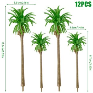 12PCS Model Coconut Palm Tree, Mini Scenery Model Tree for Train Railway Scenery, Diorama, Cake Topper, Miniature Garden, Plant Pots Bonsai Craft, Micro Landscape Sandbox