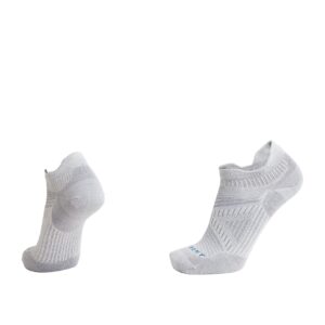 Le Bent Ultra Light Micro Tab Run Merino Wool Sock for Trail Running, Road Running, and Hiking - White - Small