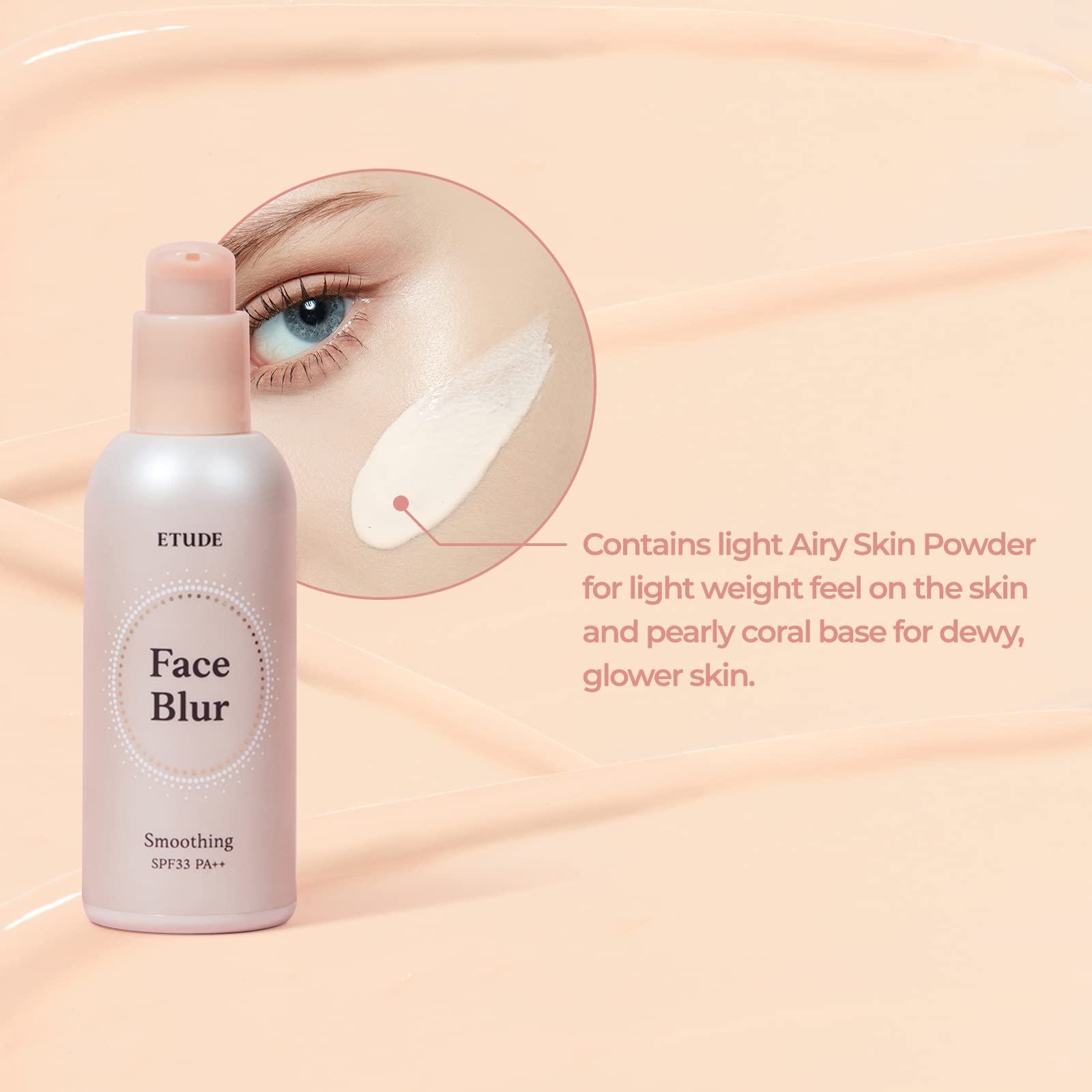 ETUDE Face Blur Smoothing SPF 33 PA ++ (21AD) | Multi-Makeup Coral Base Primer with Smoothening Effect and UV Rays Protection for a Milky Skin | Korean Makeup