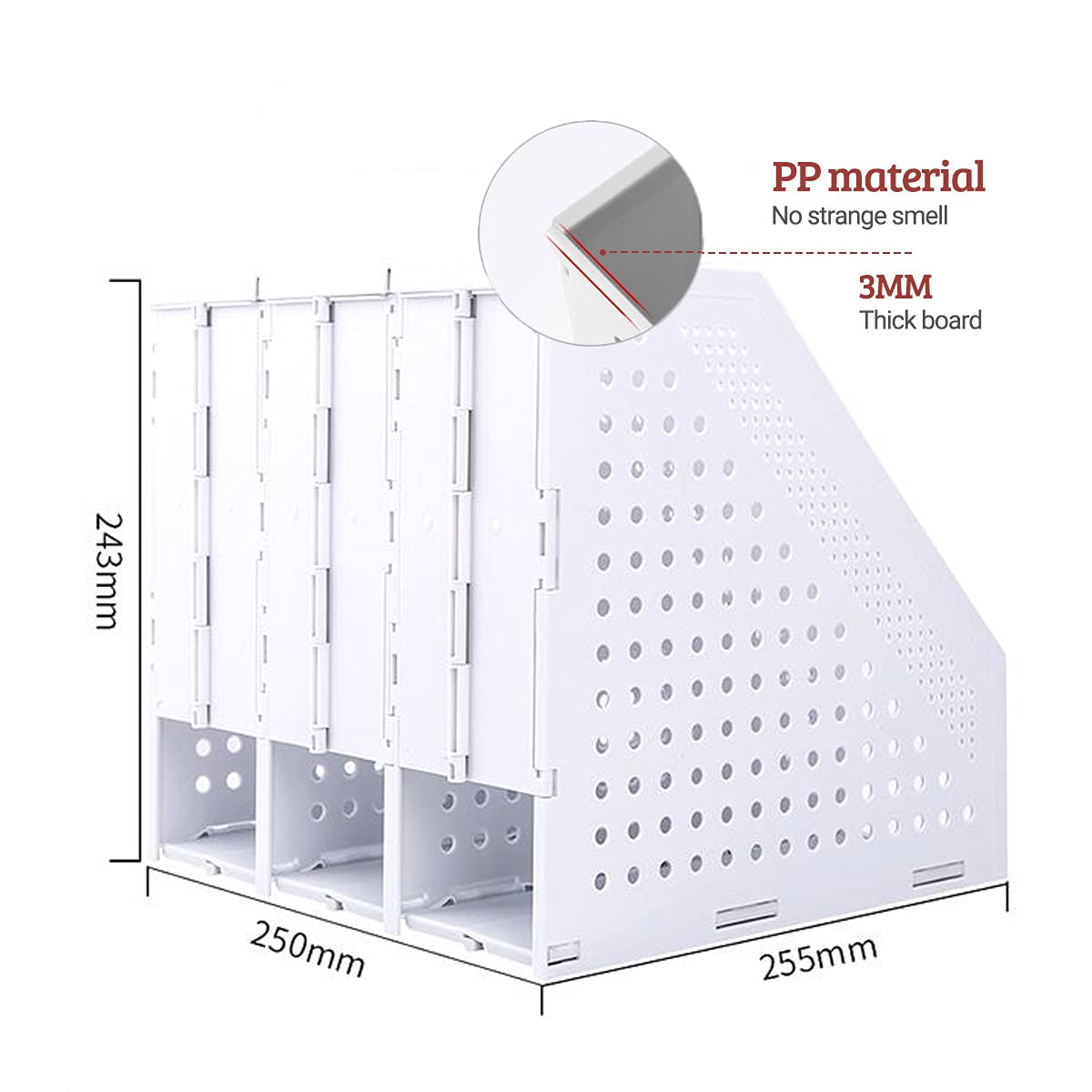 SAYEEC Desktop File Magazine Folder Holder 3 Section Plastic Hollow Documents Foldable Organizer File Cabinet Shelf Frames Dividers Rack Display and Storage