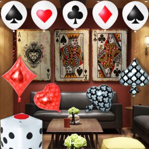 Casino Party Decorations Balloons 29pcs Dice Balloon Playing Cards Balloons Casino Foil Latex Balloons Casino Party Supplies for Las Vegas Party, Poker Events, Casino Night Birthday Party Decorations