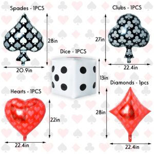 Casino Party Decorations Balloons 29pcs Dice Balloon Playing Cards Balloons Casino Foil Latex Balloons Casino Party Supplies for Las Vegas Party, Poker Events, Casino Night Birthday Party Decorations