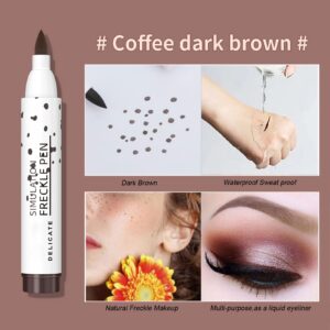 Sumeitang 2 Colors Liquid Freckle Pen, Natural Lifelike Face Fake Freckle Makeup Pen Magic Freckle Color, Waterproof Long Lasting Quick Dry Faux Freckles Pen Soft Dot Sopt Pen -Light Brown&Dark Brown