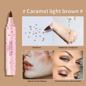 Sumeitang 2 Colors Liquid Freckle Pen, Natural Lifelike Face Fake Freckle Makeup Pen Magic Freckle Color, Waterproof Long Lasting Quick Dry Faux Freckles Pen Soft Dot Sopt Pen -Light Brown&Dark Brown