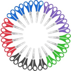 100 pieces kids scissors 5 inch blunt tip scissors safety multipurpose scissors stainless steel paper scissors with comfort grip handles for operation christmas school class office supplies