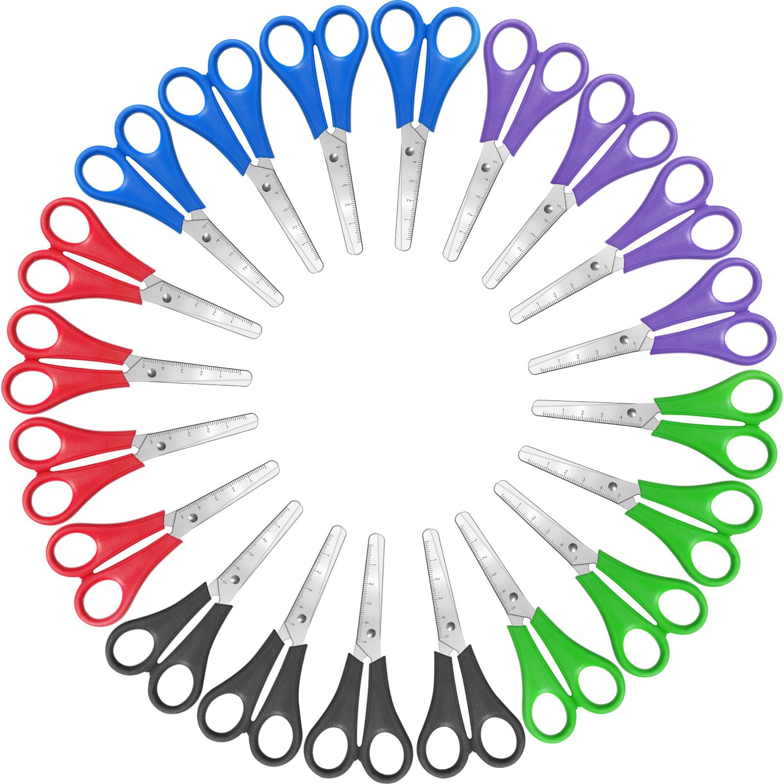 100 Pieces Kids Scissors 5 Inch Blunt Tip Scissors Safety Multipurpose Scissors Stainless Steel Paper Scissors with Comfort Grip Handles for Operation Christmas School Class Office Supplies