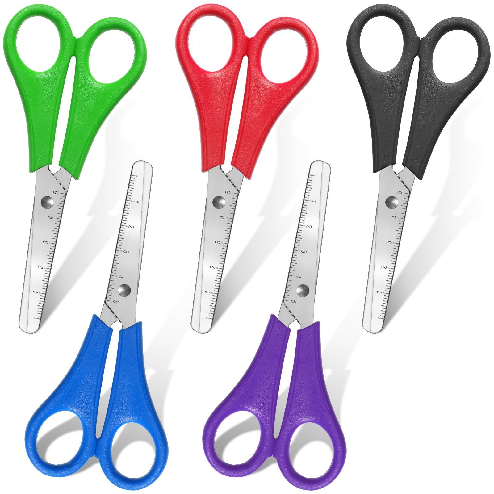 100 Pieces Kids Scissors 5 Inch Blunt Tip Scissors Safety Multipurpose Scissors Stainless Steel Paper Scissors with Comfort Grip Handles for Operation Christmas School Class Office Supplies