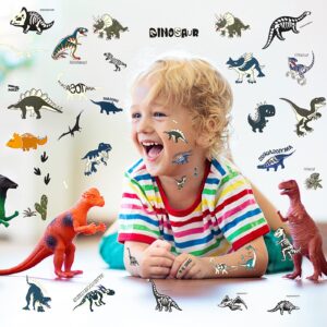 Zonon Dinosaur Temporary Tattoos Glow in The Dark for Kids Party Supplies Dinosaur Tattoos Sticker Luminous Jungle Waterproof Dino Temporary Tattoos for Boys Girls Party Supplies(Glow Style)