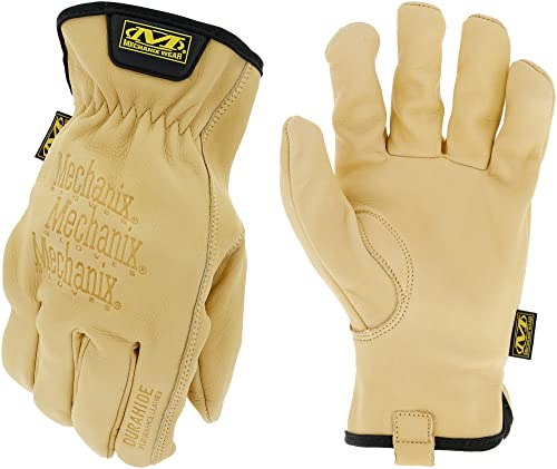 Mechanix Wear: Cow Leather Driver Glove with Durahide Water Resistant Technology, Quick Fitting Safety Work Gloves (Tan, X-Large)