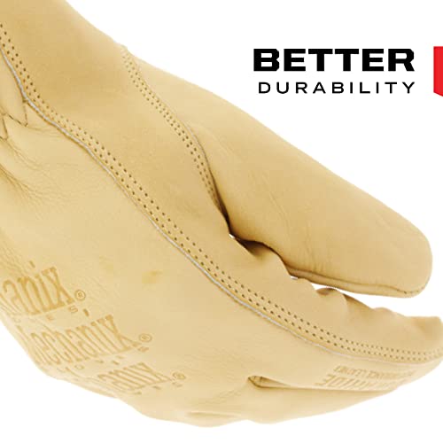 Mechanix Wear: Cow Leather Driver Glove with Durahide Water Resistant Technology, Quick Fitting Safety Work Gloves (Tan, X-Large)