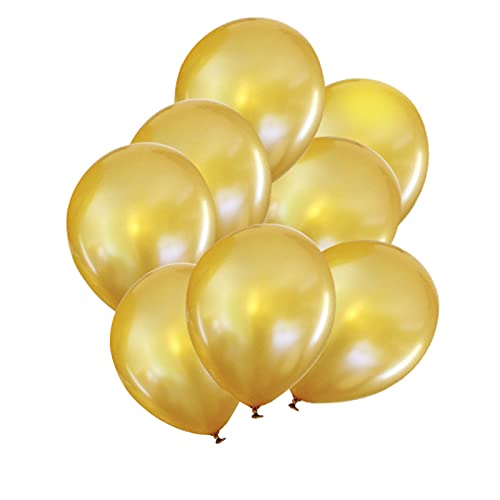 Gold Shiny Latex Balloons,QPEY 12 Inch 100 Pcs Latex Party Balloons Happy Birthday Decoration Wedding Graduation Baby Shower Party Balloonns (golden)