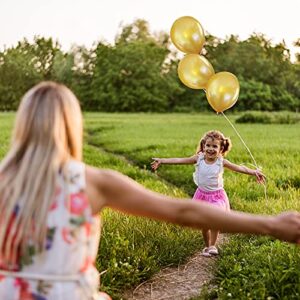 Gold Shiny Latex Balloons,QPEY 12 Inch 100 Pcs Latex Party Balloons Happy Birthday Decoration Wedding Graduation Baby Shower Party Balloonns (golden)