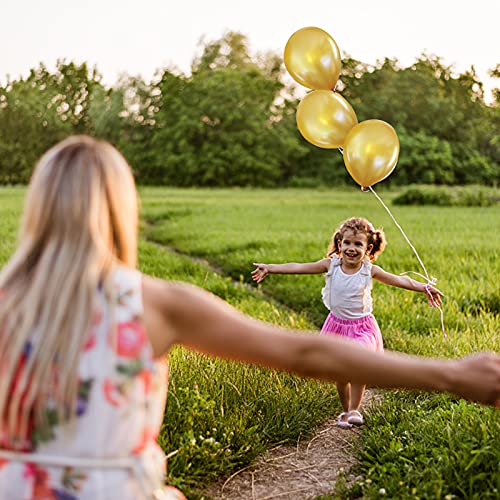 Gold Shiny Latex Balloons,QPEY 12 Inch 100 Pcs Latex Party Balloons Happy Birthday Decoration Wedding Graduation Baby Shower Party Balloonns (golden)