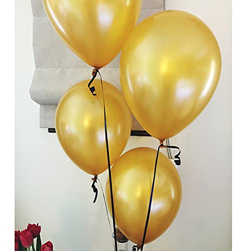 Gold Shiny Latex Balloons,QPEY 12 Inch 100 Pcs Latex Party Balloons Happy Birthday Decoration Wedding Graduation Baby Shower Party Balloonns (golden)