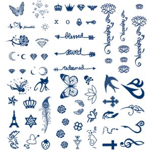 semi permanent tattoos, 6-sheet 2 weeks long last waterproof small cute tattoos, 100% plant-based ink infinity realistic tattoos sticker for adult children