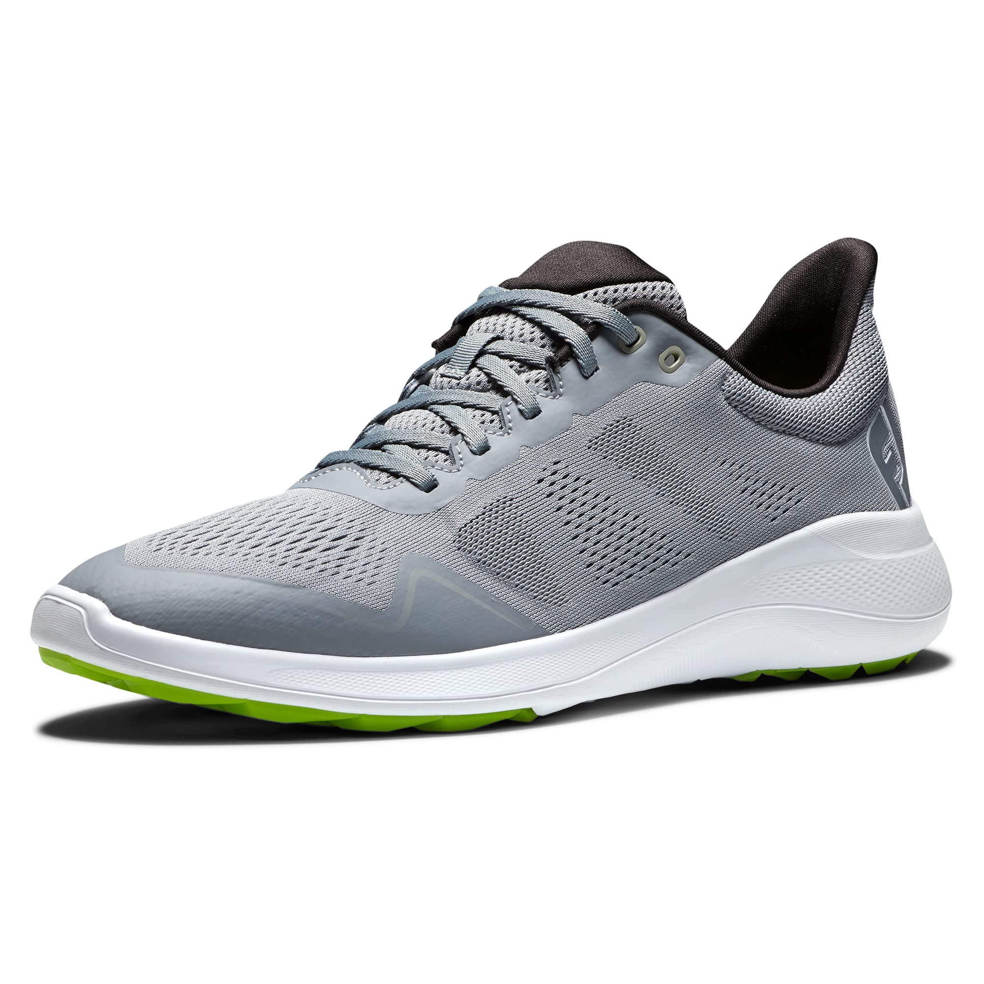 FootJoy Men's FJ Flex Golf Shoe, Grey/White/Lime, 9.5