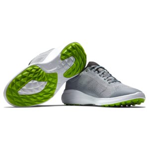 FootJoy Men's FJ Flex Golf Shoe, Grey/White/Lime, 9.5