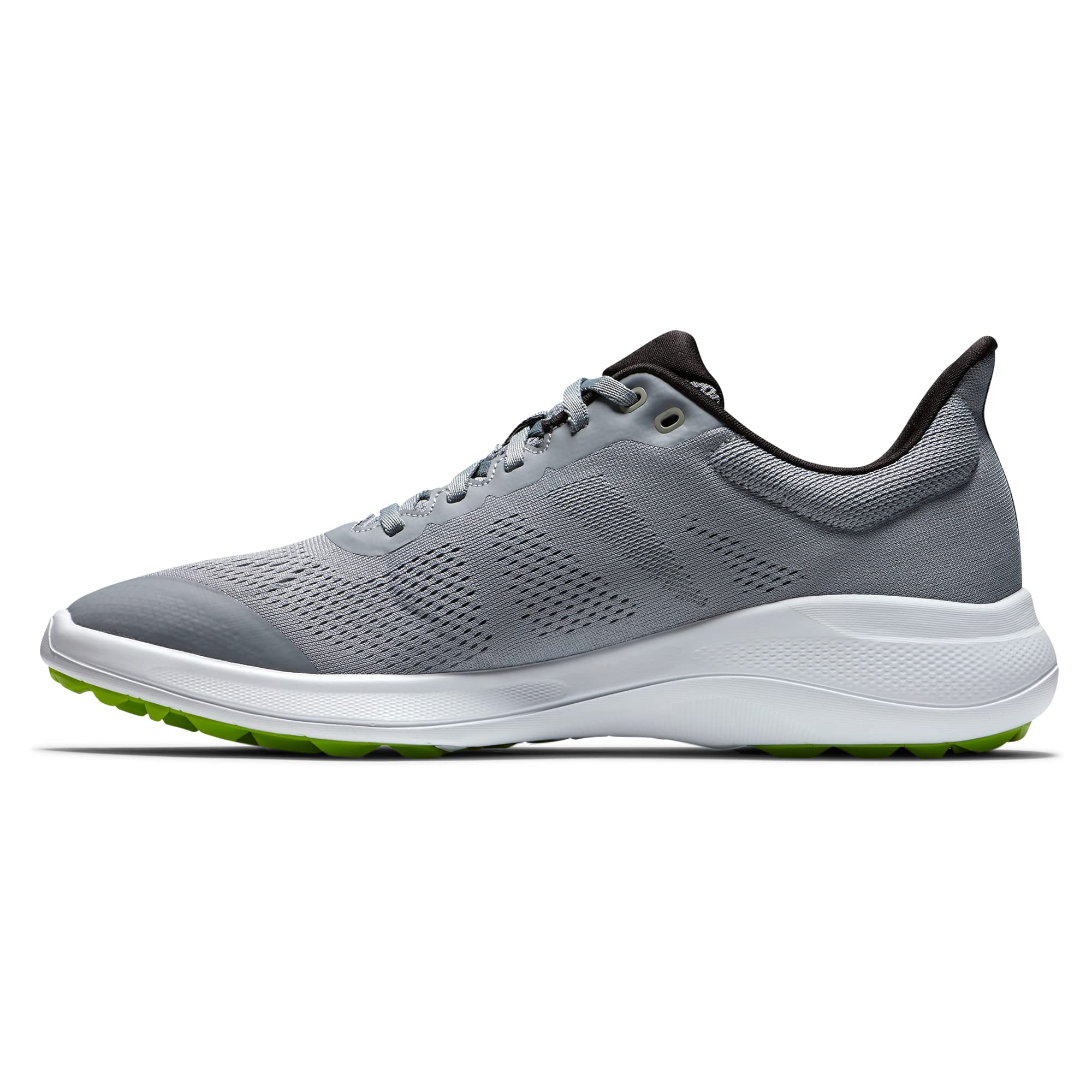 FootJoy Men's FJ Flex Golf Shoe, Grey/White/Lime, 9.5