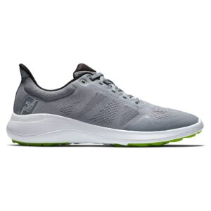 FootJoy Men's FJ Flex Golf Shoe, Grey/White/Lime, 9.5