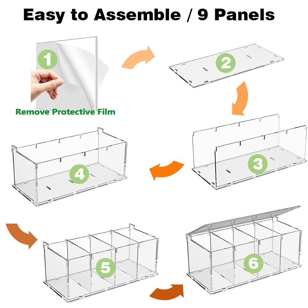 Coffee Capsule Holder Acrylic Box K Cup Holder Coffee Pod Storage Clear 4 Compartment with Lid Organizer Coffee Bar Accessories