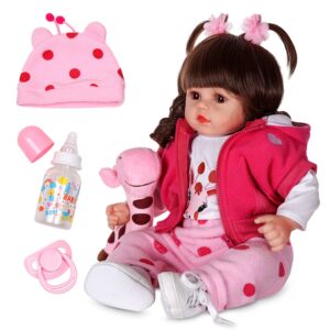 dollhood reborn baby dolls - 18-inch realistic baby doll with complete baby doll accessories - lifelike, soft silicone newborn girl doll with movable arms and legs - comes with a birth certit