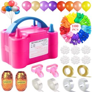 balloon pump, portable balloon pump electric with 100 balloons, balloon inflator air pump balloon blower machine for party birthday wedding festival decoration - [110v 600w]