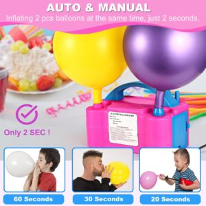 Balloon Pump, Portable Balloon Pump Electric with 100 Balloons, Balloon Inflator Air Pump Balloon Blower Machine for Party Birthday Wedding Festival Decoration - [110V 600W]