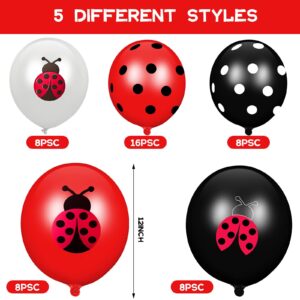 48 Pieces Ladybug Balloons 12 Inch Latex Balloons Black White Polka Dots Balloons Party Supplies for Ladybug Birthday Party Boys Girls Jungle Theme Birthday Decorations