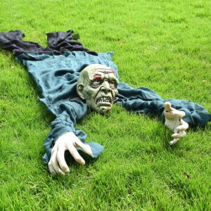 wodmaz halloween outdoor decorations climbing zombie groundbreaker, 63 inch creepy halloween prop decorations, realistic zombie face groundbreaker for graveyard haunted house outdoor lawn yard decor