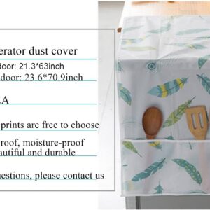 Refrigerator Fridge Dust-Proof Cover Washing Machine Cover PEVA Material Waterproof Cover with Storage Pockets Bags Fridge Dust Cover Oven Cover Multi-Purpose Top Covers (Double door, Flowers 1)