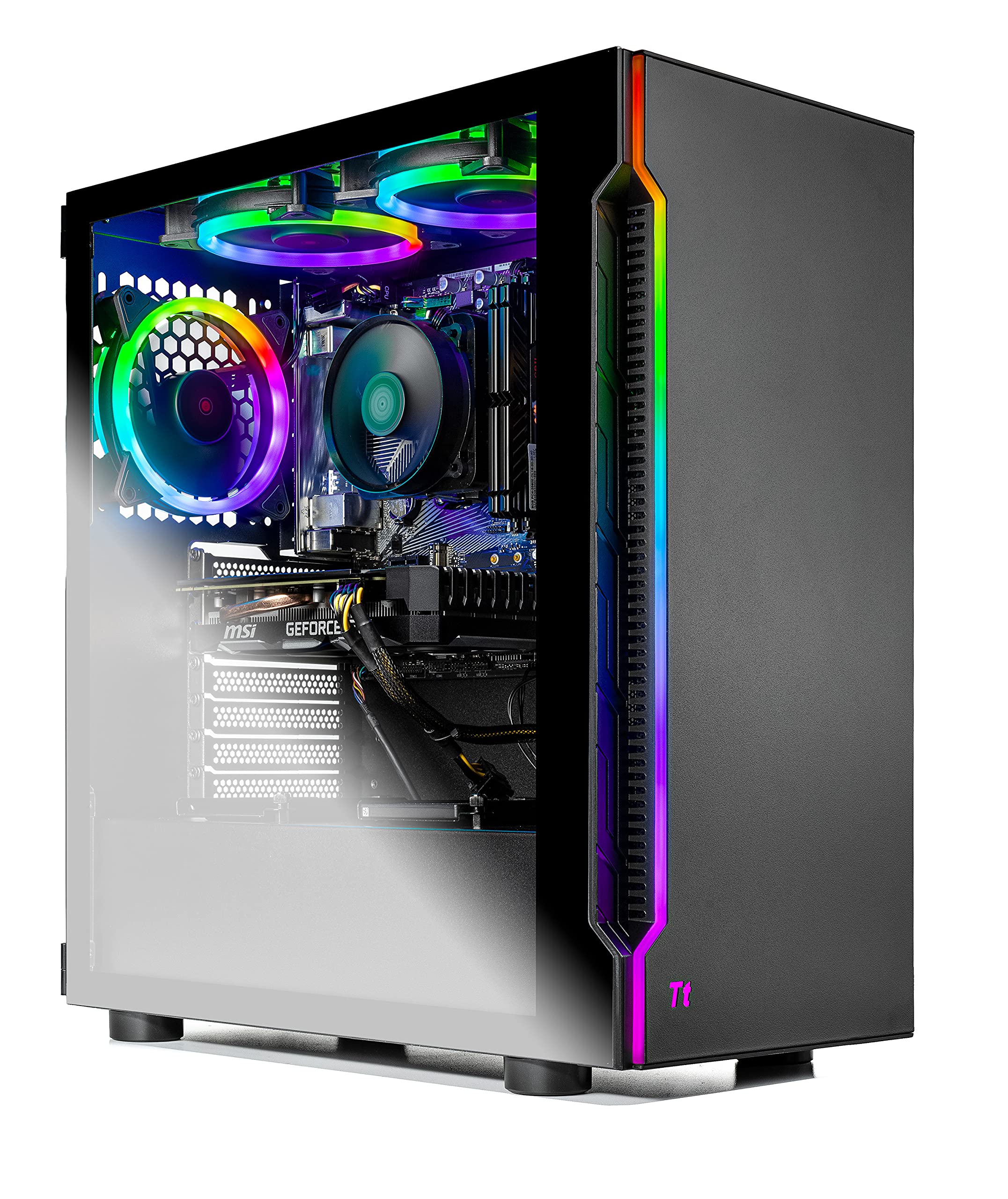 SkyTech Shadow Gaming Computer PC Desktop - Ryzen 5 3600 6-Core 3.6GHz, 1660 Super 6G, 1TB SSD, 16GB DDR4 3000, RGB Fans, AC WiFi, Windows 10 Home 64-bit, Black