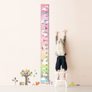 HIFOT Kids Growth Chart Height Measuring Chart, Unicorn Canvas Wall Hanging Rulers for Baby Children Girls Bedroom Decor 74.8''* 7.87''