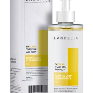 Lanbelle Deep Cleansing Oil Korean Oil Cleanser 6.76 Oz Face Wash All Naturally-Derived GrapeSeed Oil Lemon Vegan Dry Sensitive Acne-Prone Skin Age Defying Makeup Remover Melting Blackhead Sebum Care