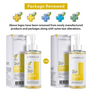 Lanbelle Deep Cleansing Oil Korean Oil Cleanser 6.76 Oz Face Wash All Naturally-Derived GrapeSeed Oil Lemon Vegan Dry Sensitive Acne-Prone Skin Age Defying Makeup Remover Melting Blackhead Sebum Care