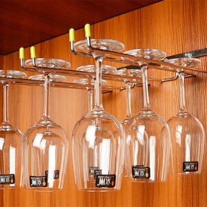 XIAOYU 304 Stainless Steel Stemware Rack, Wine Glasses Racks, Wall Mounted, Under Cabinet Wine Glass Holder Hanger for Shelf Kitchen or Bar, 10.24 Inch, 3 Rows