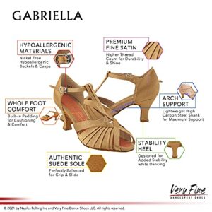 Very Fine Womens Dance Shoe Gabriella Bachata Swing Salsa Latin Ballroom Brown Satin 2.5" Heel US 5.5 M