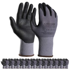 loccef safety work gloves microfoam nitrile coated-12 pairs,seamless knit nylon gloves,home improvement,micro-foam gloves (12 pairs, 9/l)