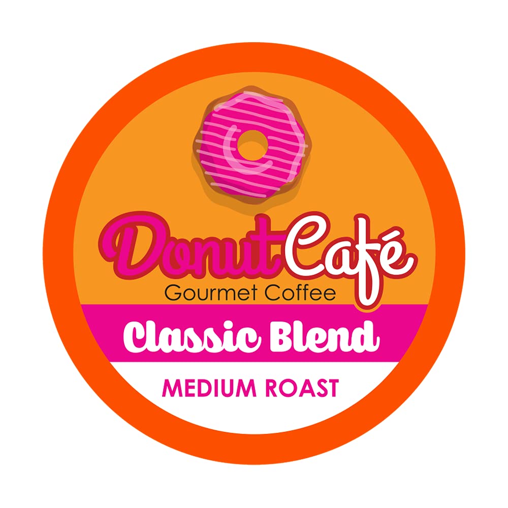 Donut Café - Coffee Gourmet Pods, Classic Blend, Medium Roast – Non-GMO, Gluten Free – Compatible with Keurig K Cup Brewers – Smooth & Delicious – 80 Count