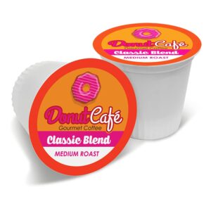 Donut Café - Coffee Gourmet Pods, Classic Blend, Medium Roast – Non-GMO, Gluten Free – Compatible with Keurig K Cup Brewers – Smooth & Delicious – 80 Count