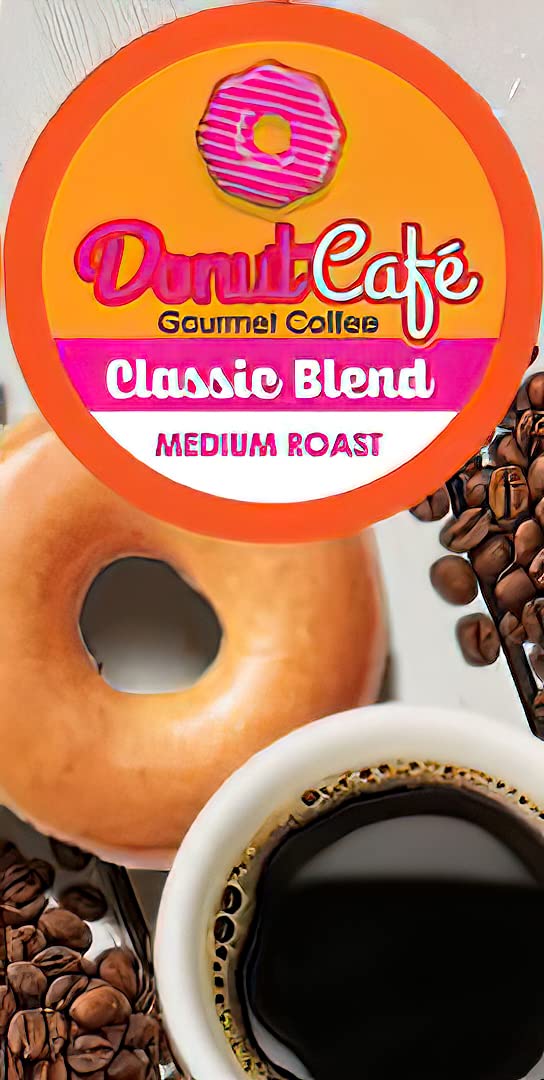 Donut Café - Coffee Gourmet Pods, Classic Blend, Medium Roast – Non-GMO, Gluten Free – Compatible with Keurig K Cup Brewers – Smooth & Delicious – 80 Count