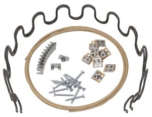 house2home 15" couch spring repair kit to fix sofa support for sagging cushions - includes 2pk of springs, upholstery spring clips, seat spring stay wire, screws, and installation instructions